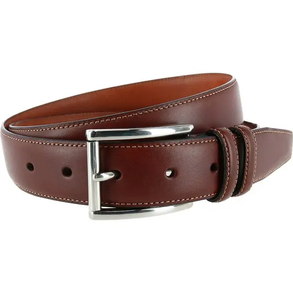 Trafalgar Lorenzo 32mm Dropped Edge Leather Dress Belt - Honey Maple