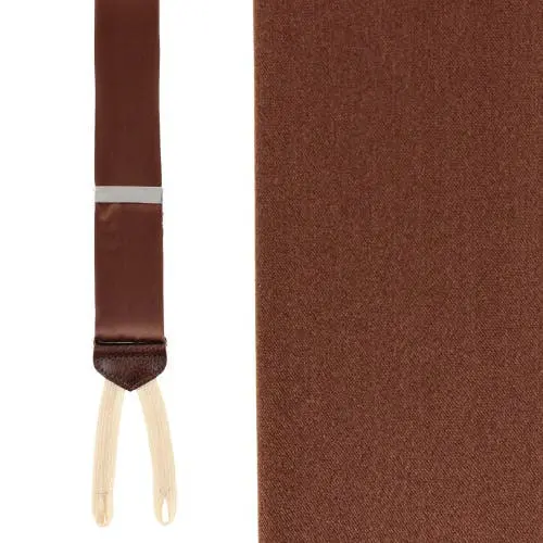 Trafalgar Sutton Solid Color Silk Suspenders - Brown