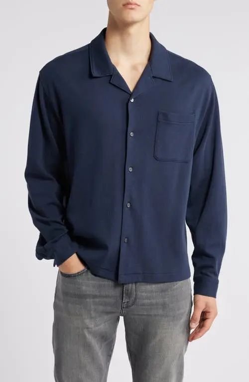 FRAME Long Sleeve Duo Fold Relaxed Shirt - Navy