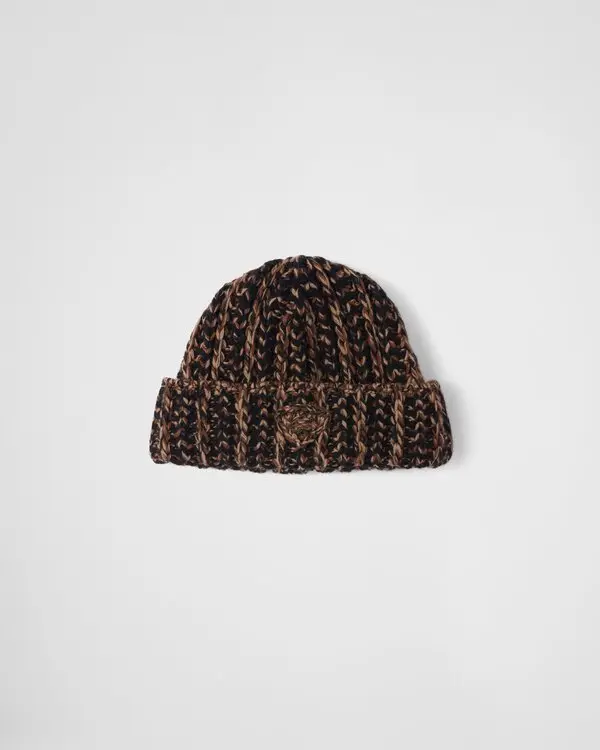 Prada Wool And Cashmere Beanie - Camel Brown | Editorialist display picture 3