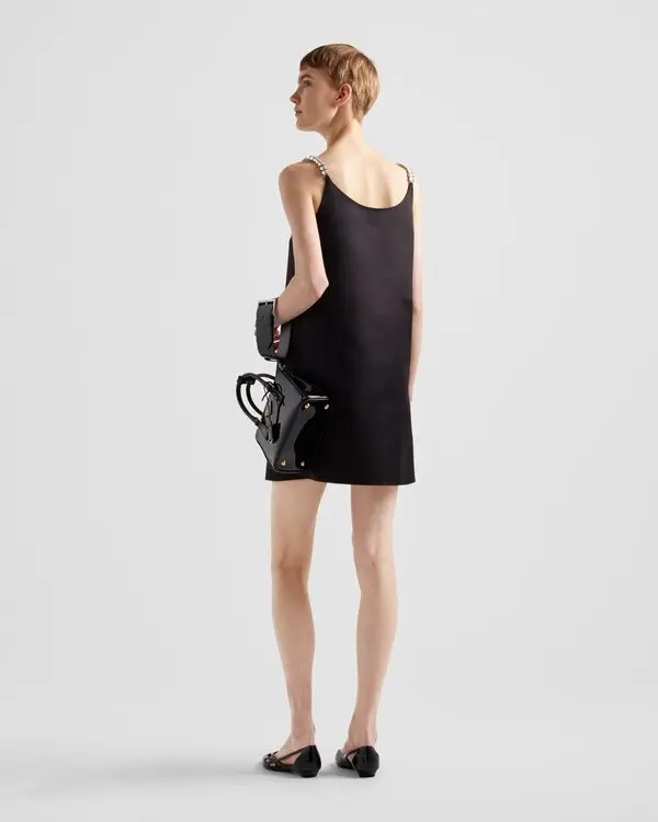 prada black dress Re-nylon Mini With Lace Trim Versatile styling options Prada Nylon chemisier Dress
