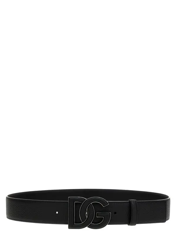Dolce & Gabbana Logo Leather Belt - Black