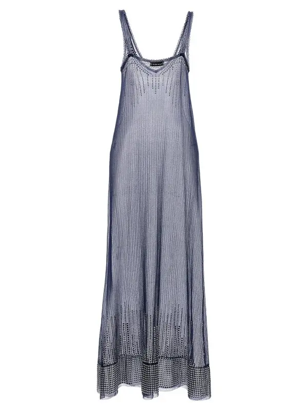 Rabanne Studded Mesh Dress In Blue - 28% Off | Editorialist