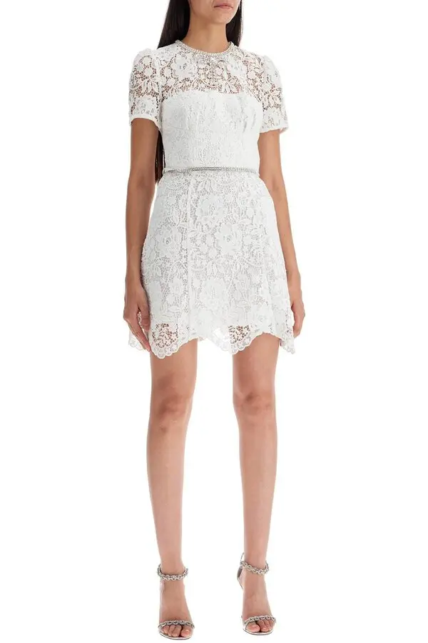 Self-Portrait Floral Lace Sheath Dress In White - 20% Off | Editorialist