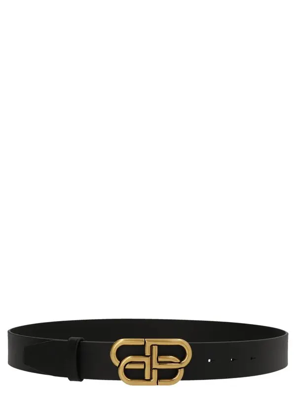 Balenciaga Bb Leather Belt - Black