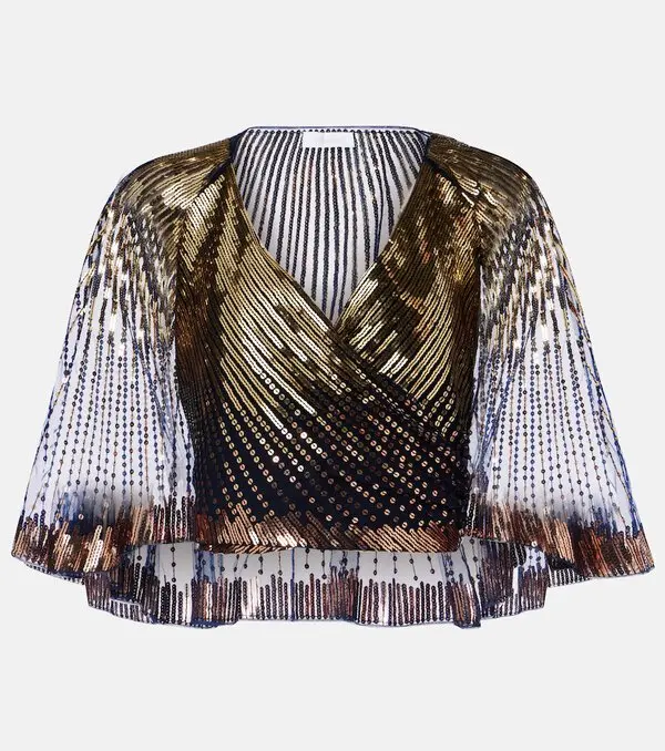 Rabanne Sequined Crop Top - Blue