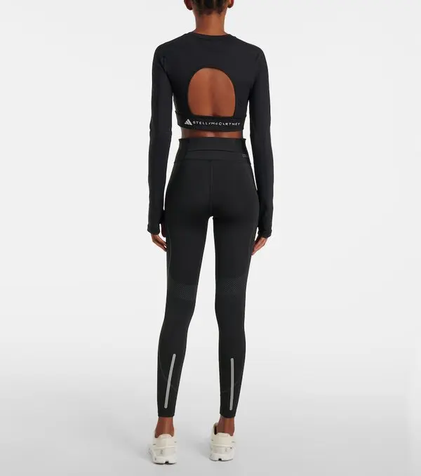 Adidas By Stella McCartney Truestrength Cropped Technical Top - Black