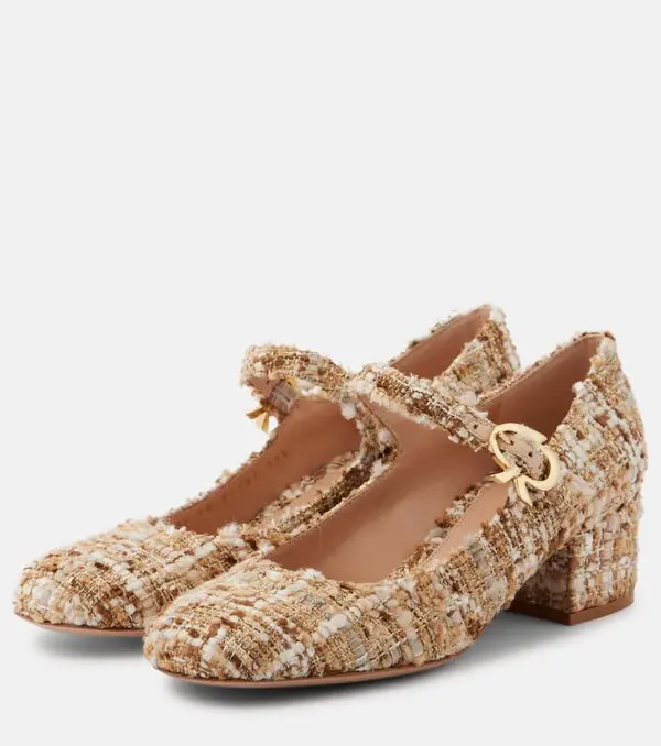 GIANVITO ROSSI Mary Ribbon 45 Bouclé Mary Jane Pumps - Multicoloured
