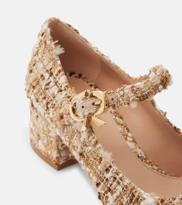 GIANVITO ROSSI Mary Ribbon 45 Bouclé Mary Jane Pumps - Multicoloured