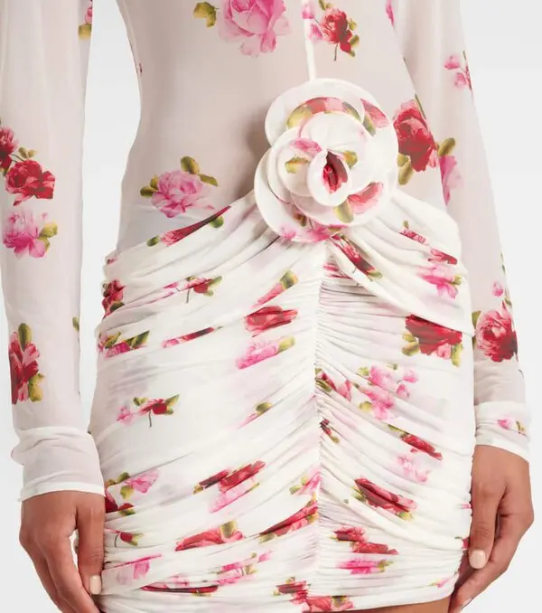 Magda Butrym Floral Appliqué Sheer Jersey Mini Dress