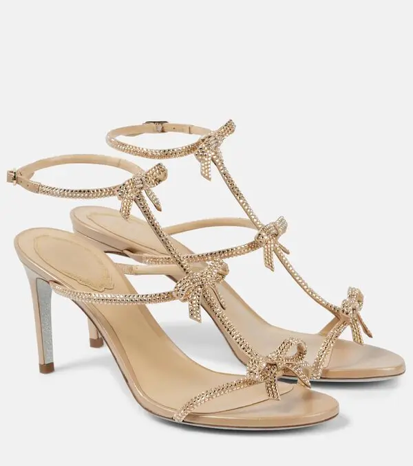 Rene Caovilla Caterina 80 Embellished Sandals - Beige