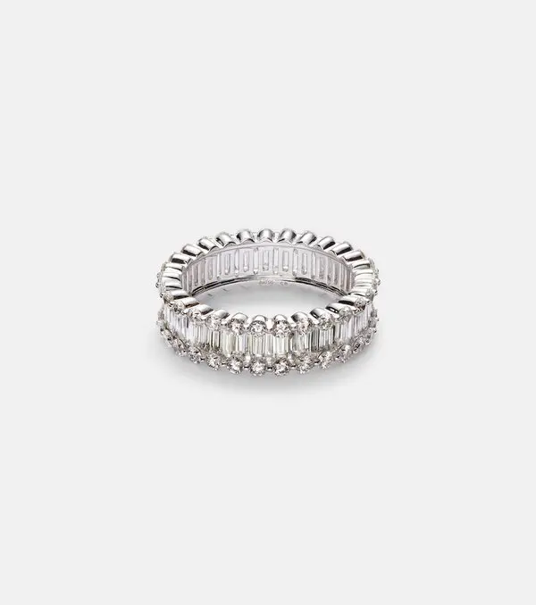 BUCHERER FINE JEWELLERY Baguette Love 18kt White Gold Ring With Diamonds - Silver