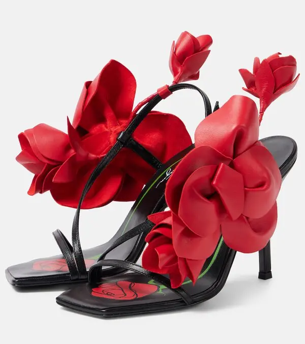 Magda Butrym Floral-appliqué Leather Slingback Sandals