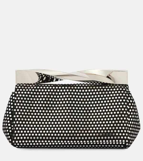 AQUAZZURA Twist Mini Studded Suede Clutch