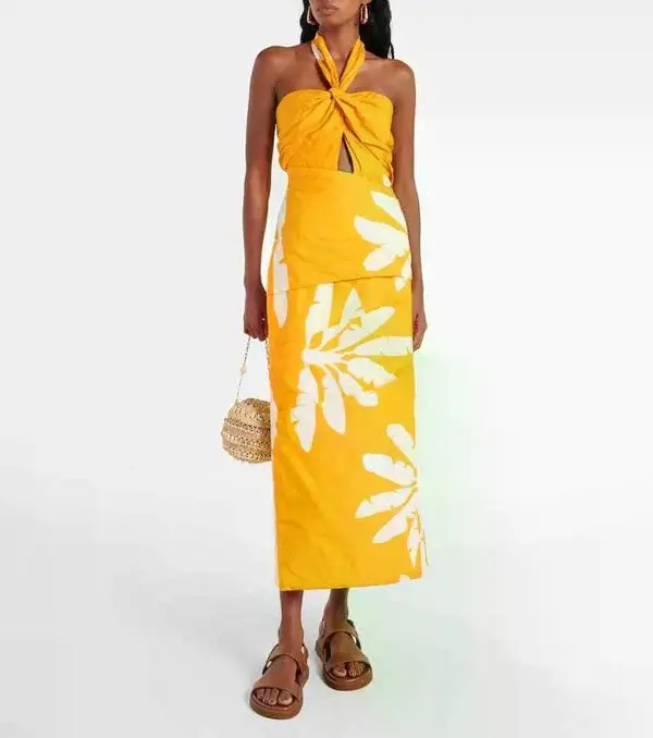 Johanna Ortiz Printed Cutout Midi Dress