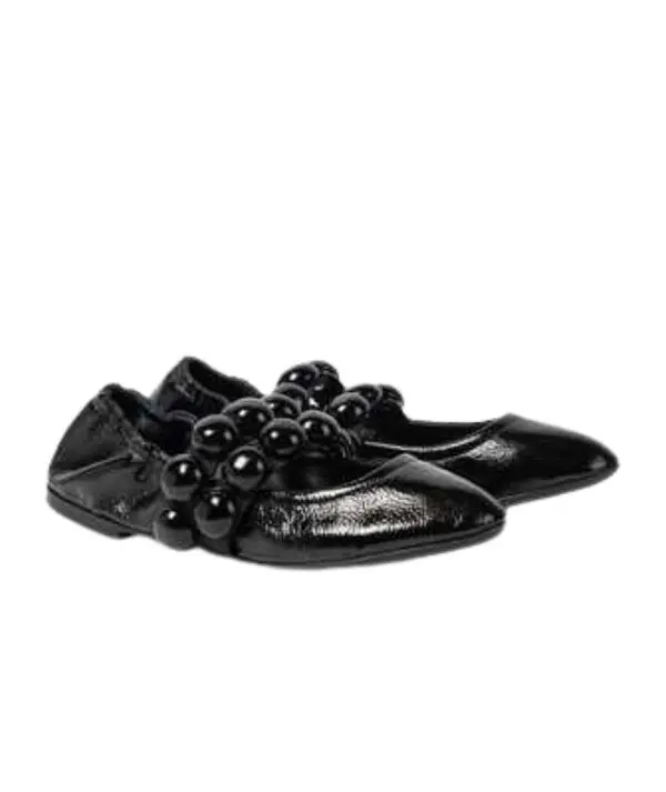 Alaïa Sphere Patent Leather Mary Jane Flats - Black