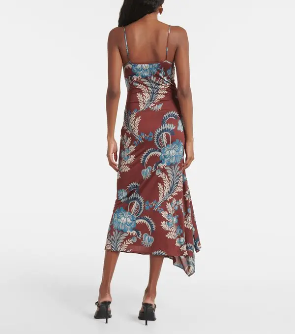 Etro Floral Satin Midi Dress