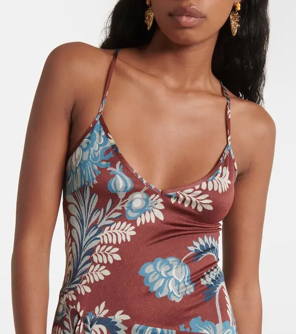 Etro Floral Satin Midi Dress