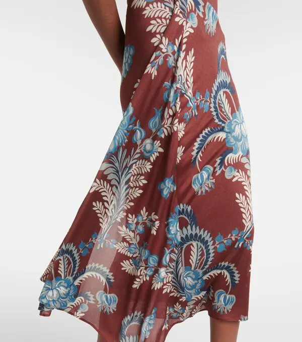 Etro Floral Satin Midi Dress