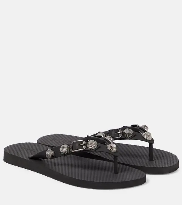 Balenciaga Cagole Embellished Thong Sandals - Black