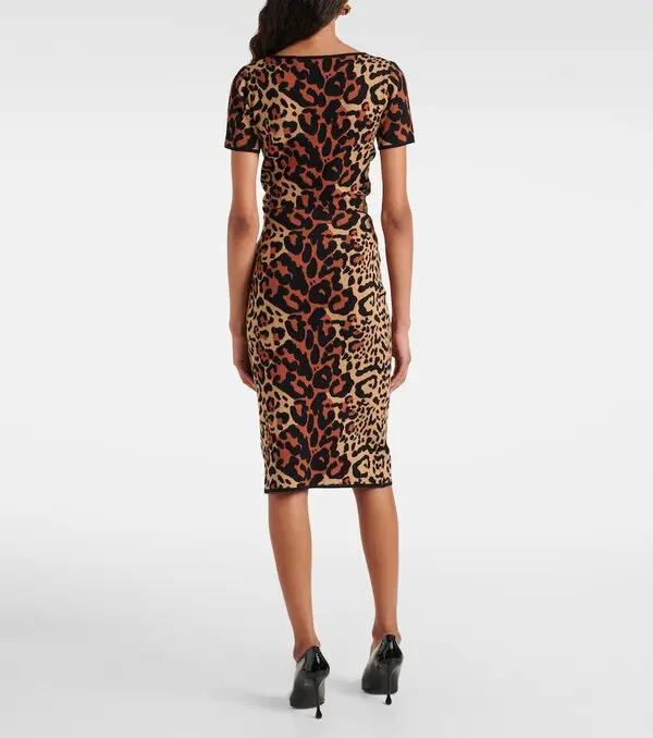 Blumarine Leo Leopard-print Jacquard Pencil Skirt