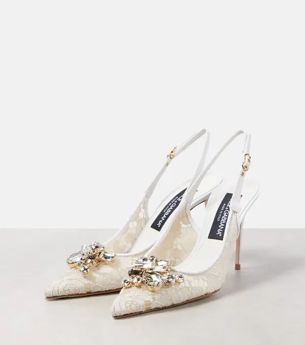 Dolce & Gabbana Rainbow Lace Slingback Pumps