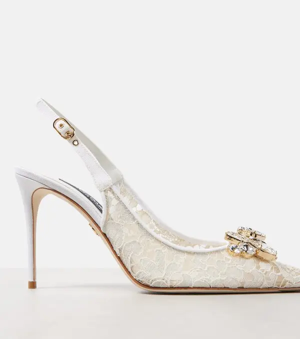 Dolce & Gabbana Rainbow Lace Slingback Pumps