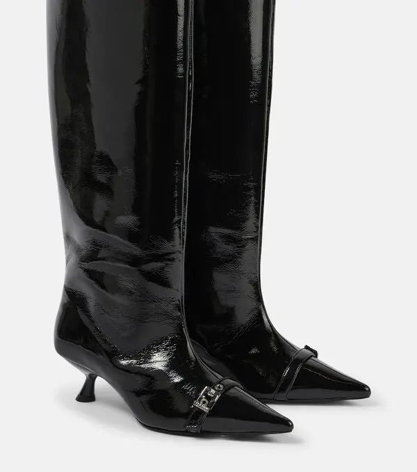 GANNI Eyelets Faux Leather Knee-high Boots