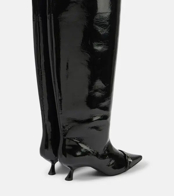 GANNI Eyelets Faux Leather Knee-high Boots