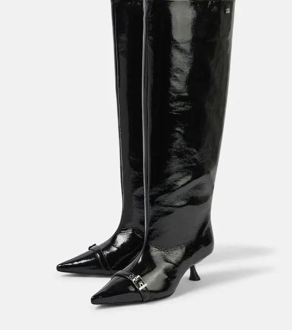 GANNI Eyelets Faux Leather Knee-high Boots