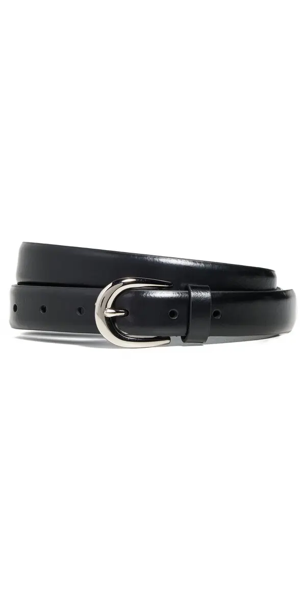 FAVORITE DAUGHTER Cowhide Belt With Polished Hardware - Black Nickel