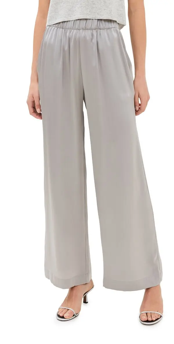 Sablyn Brynn Wide Leg Silk Pants - Foggy