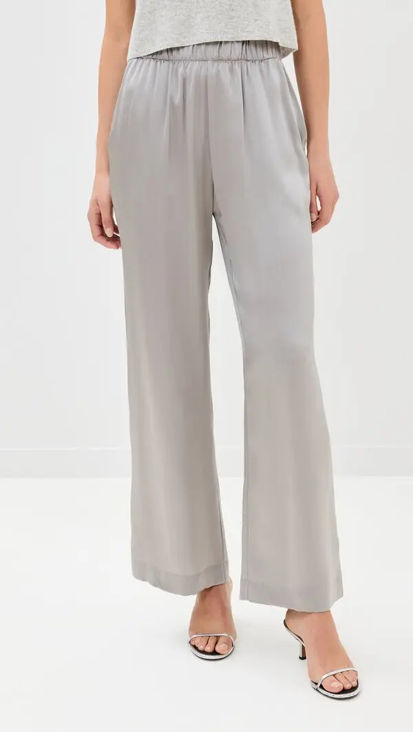 Sablyn Brynn Wide Leg Silk Pants - Foggy