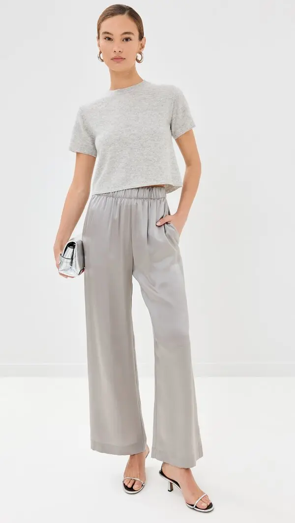 Sablyn Brynn Wide Leg Silk Pants - Foggy