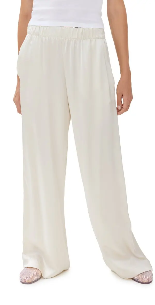 Sablyn Brynn Wide Leg Silk Pants - Gardenia