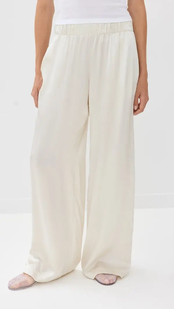 Sablyn Brynn Wide Leg Silk Pants - Gardenia