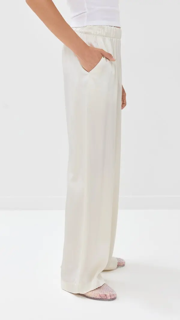 Sablyn Brynn Wide Leg Silk Pants - Gardenia