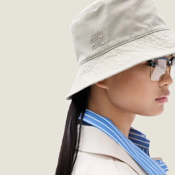 Miu Miu Gabardine Bucket Hat - Clay Grey | Editorialist display picture 2