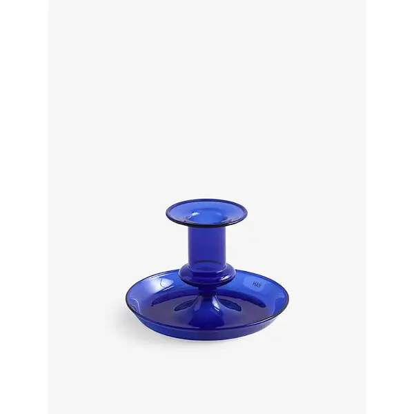 HAY Flare Borosilicate-glass Candle Holder 7cm - Dark Blue