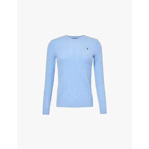 Polo Ralph Lauren Logo-embroidered Cable-knit Wool And Cashmere Jumper - New Litchfield Blue