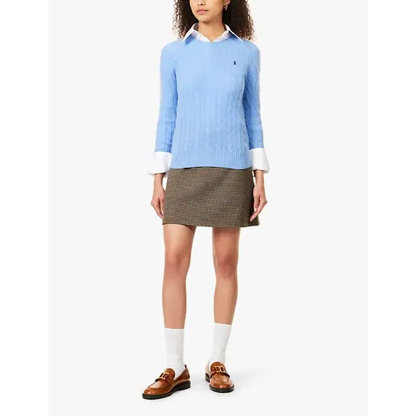 Polo Ralph Lauren Logo-embroidered Cable-knit Wool And Cashmere Jumper - New Litchfield Blue