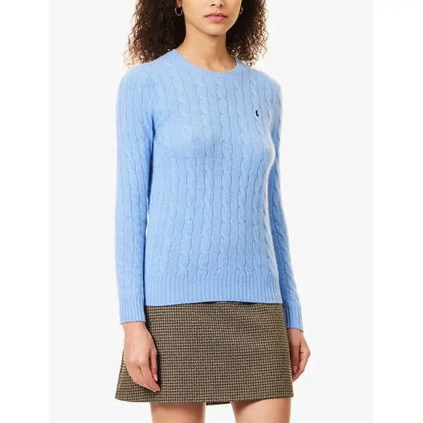 Polo Ralph Lauren Logo-embroidered Cable-knit Wool And Cashmere Jumper - New Litchfield Blue