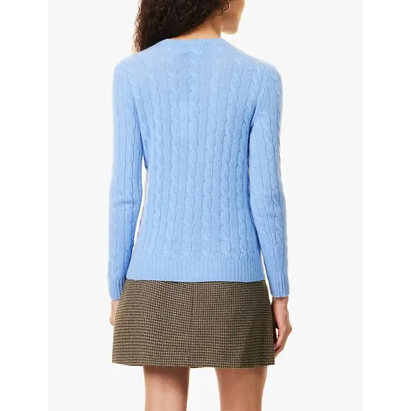 Polo Ralph Lauren Logo-embroidered Cable-knit Wool And Cashmere Jumper - New Litchfield Blue