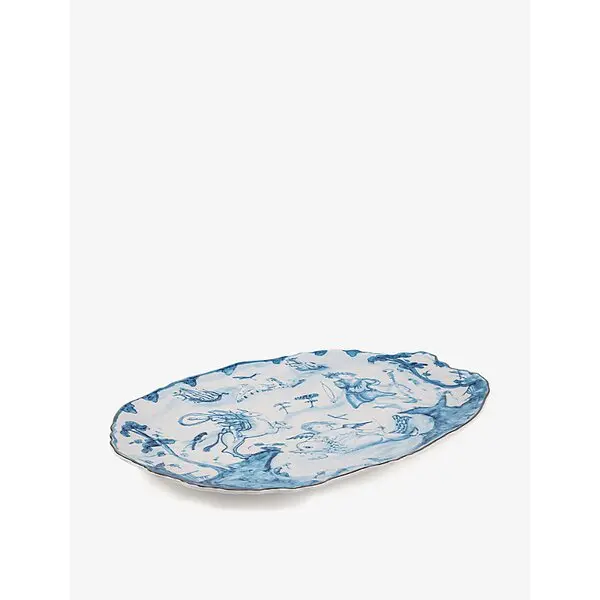 SELETTI Acid Distorted Porcelain Tray 42cm - One-color
