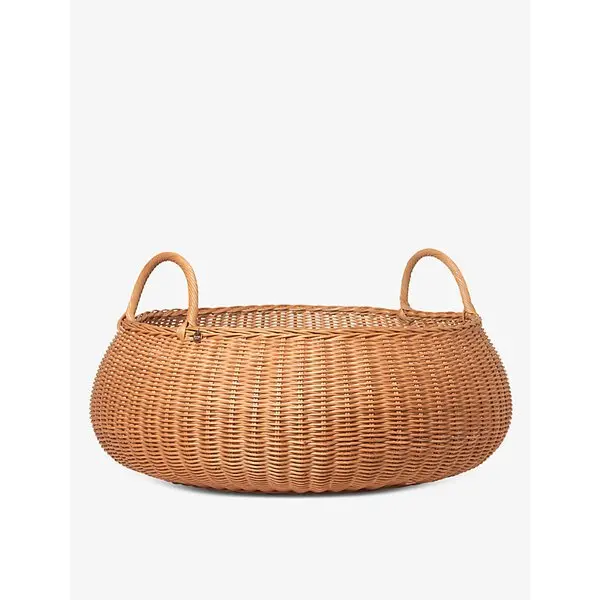 FERM LIVING Braided Low Rattan Basket 32cm - Brown