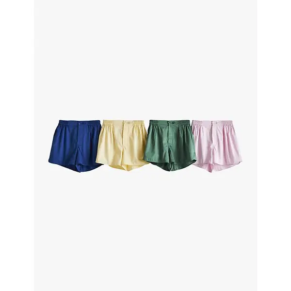 HAY Outline Contrast-trim Cotton Pyjama Shorts - Soft Yellow