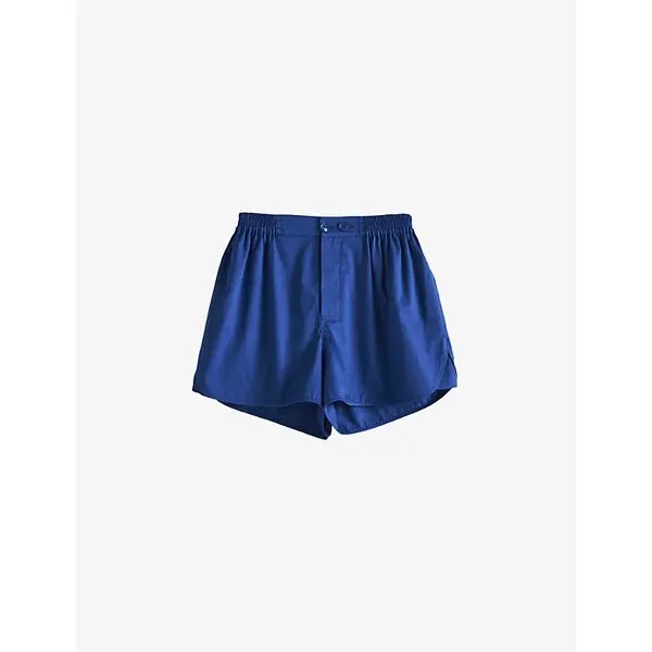 HAY Outline Contrast-trim Cotton Pyjama Shorts - Vivid Blue