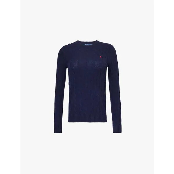 Polo Ralph Lauren Logo-embroidered Cable-knit Wool And Cashmere Jumper - Hunter Navy