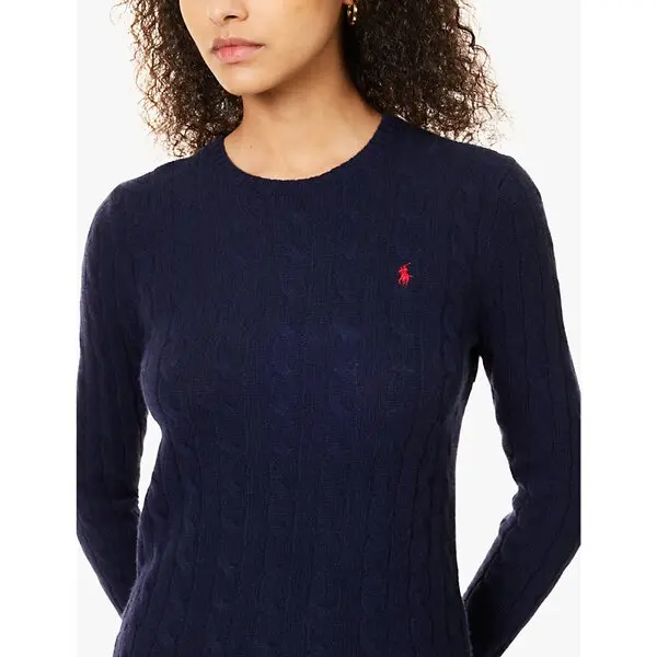 Polo Ralph Lauren Logo-embroidered Cable-knit Wool And Cashmere Jumper - Hunter Navy