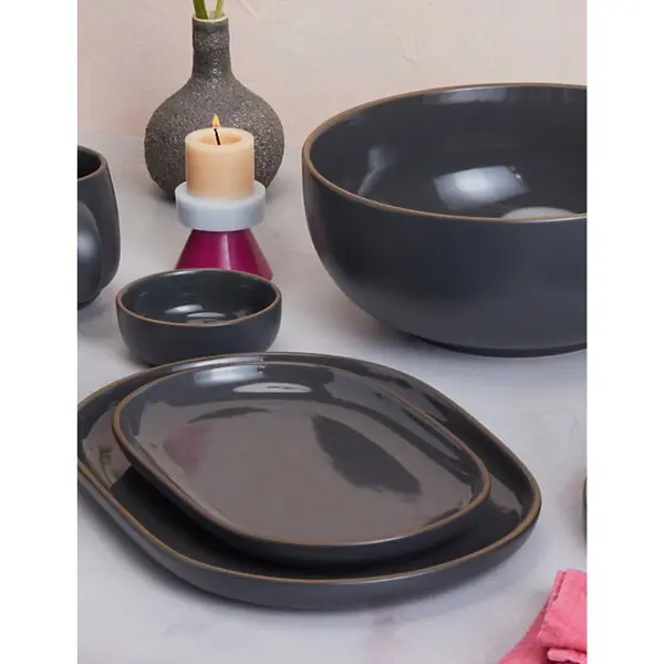 OUR PLACE Gather Ceramic Platters Set Of Two - Char